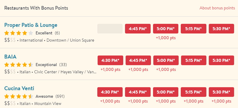 Bonus Point Reservations